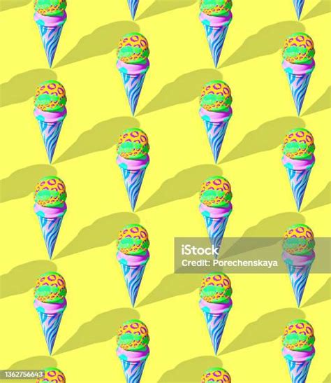 원활한 등분성 3d 렌더 패턴 최소한의 디자인 창조적 인 아이스크림 달콤한 사탕 가게 음식 컨셉 0명에 대한 스톡 사진 및 기타 이미지 Istock