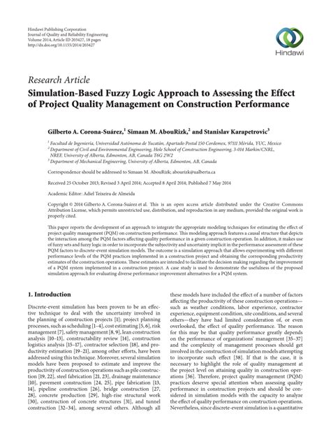 Pdf Simulation Based Fuzzy Logic Approach To Assessing The Effect Of