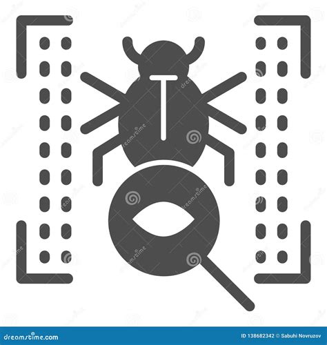 Vulnerability Scan Solid Icon Bug Search Vector Illustration Isolated