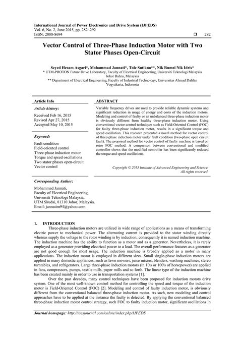 Vector Control Of Three Phase Induction Motor With Two Stator Phases