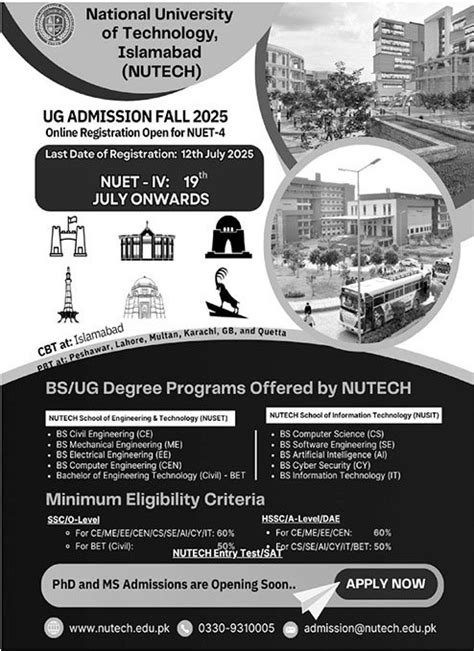 National University Of Technology Islamabad Admissions In Thenews Newspaper Pakistan On 22 June