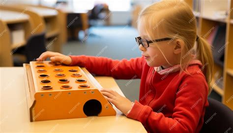 Premium Photo International Day Of Education Inside A Braille Library Focusing On The Tactile