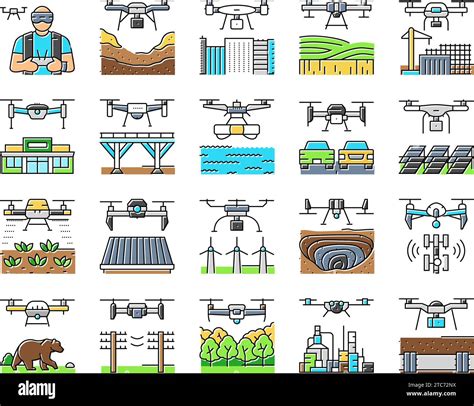 Drone Commercial Use Icons Set Vector Stock Vector Image And Art Alamy