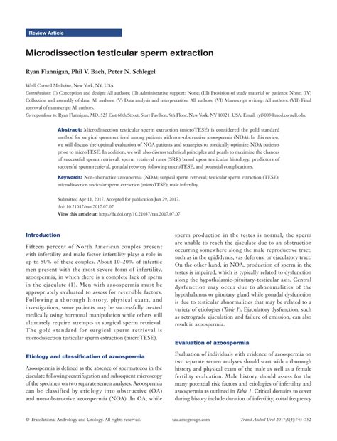 Pdf Microdissection Testicular Sperm Extraction