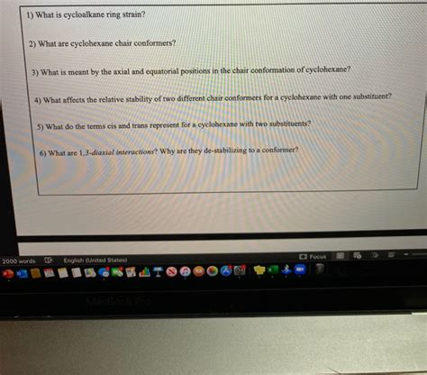 Solved 1 What Is Cycloalkane Ring Strain 2 What Are