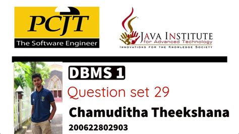 Question Set 29 Database Management System Java Institute Youtube