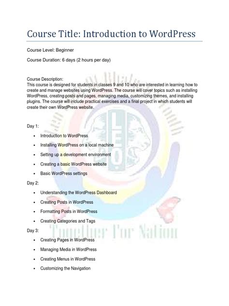 Wordpress Class Pdf