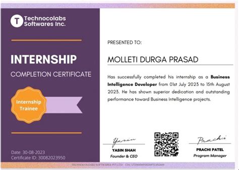 durga prasad molleti on linkedin i m glad to announce that i have completed my internship as a