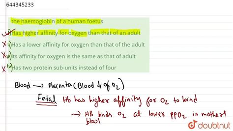 Its Affinity For Oxygen Is The Same As That Of Adult