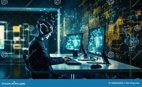 Technologist Implementing Machine Learning Algorithms Stock