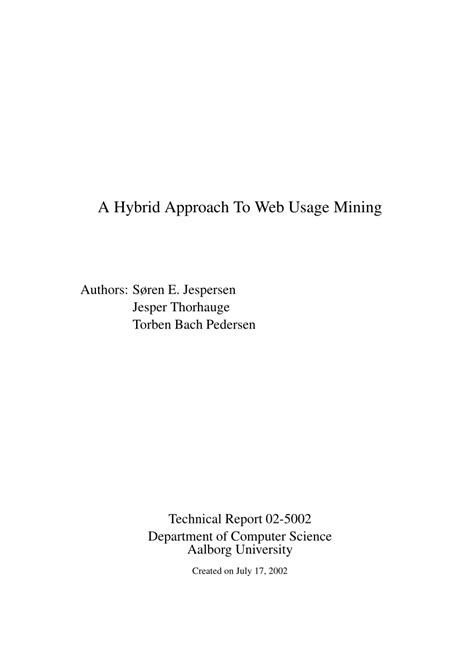 Pdf A Hybrid Approach To Web Usage Mining