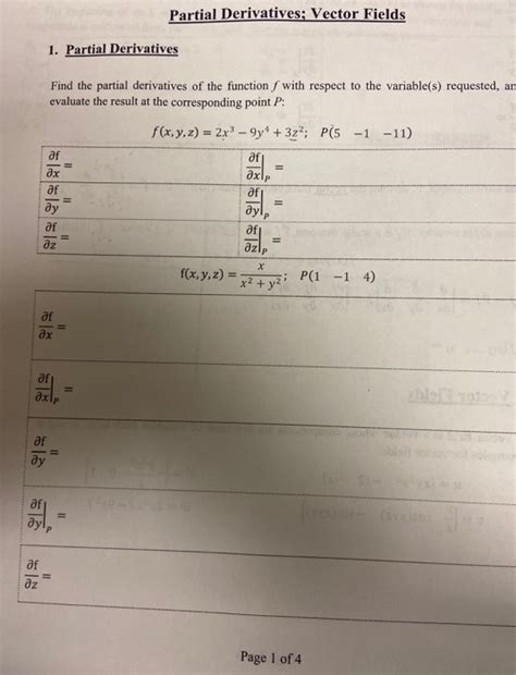 Solved Partial Derivatives Vector Fields 1 Partial