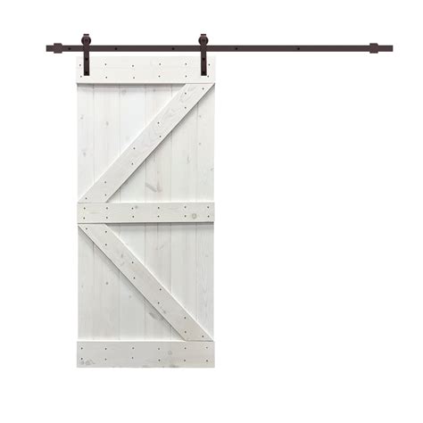 Calhome K Series 38 Po X 84 Po Porte De Grange Coulissante En Bois Teinté Blanc Avec Kit D