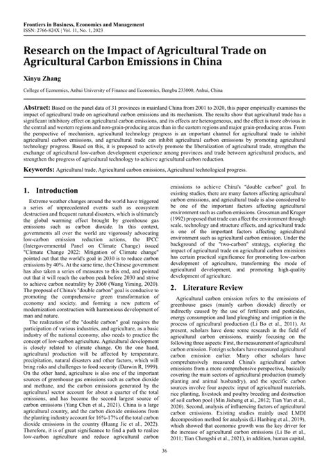 Pdf Research On The Impact Of Agricultural Trade On Agricultural Carbon Emissions In China