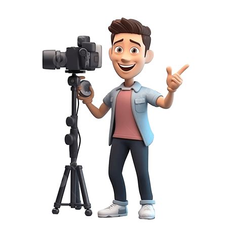 Content Creator Recording Video 3d Character Illustration 3d