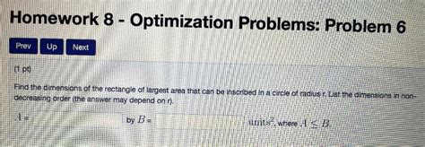 Solved Homework Optimization Problems Problem Prev Up Chegg