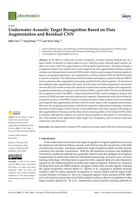 Pdf Underwater Acoustic Target Recognition Based On Data Augmentation And Residual Cnn