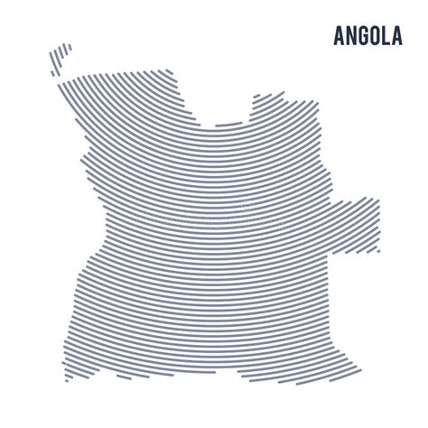 Vector Abstract Hatched Map Of Angola With Curve Lines Isolated On A