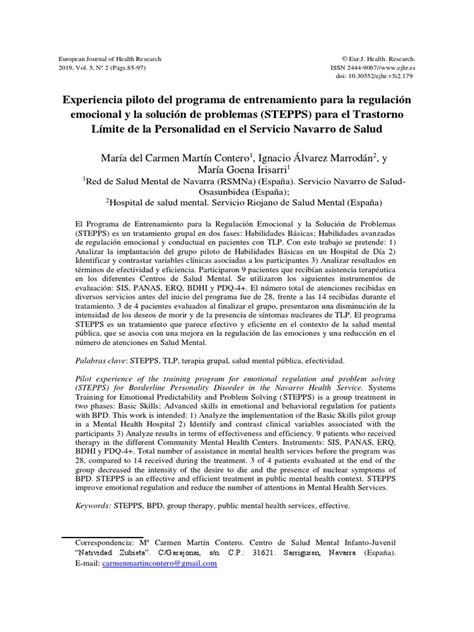 Programa Stepps En Servicio Navarro De Salud 2019 Descargar Gratis Pdf Trastorno Límite De