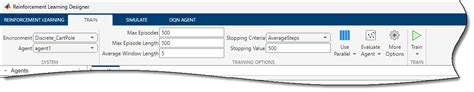 Specify Training Options In Reinforcement Learning Designer Matlab