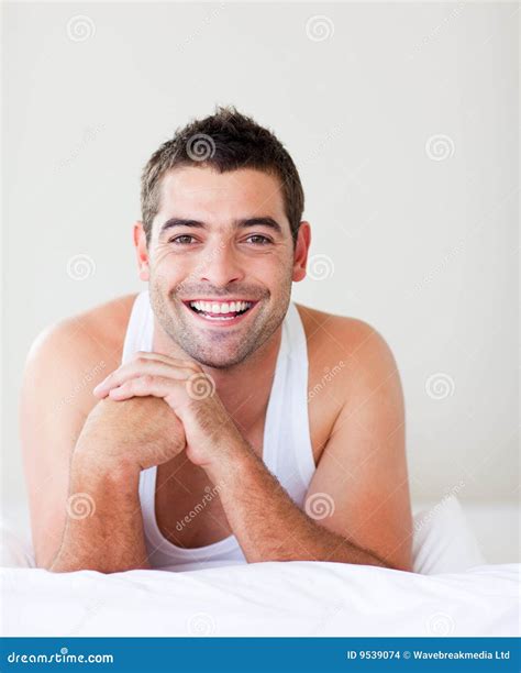 Smiling Man In Bed Stock Photo Image Of Resting Human 9539074