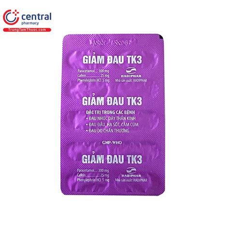 ChÍnh HÃng Thuốc Giảm đau Tk3 điều Trị Các Cơn đau Hiệu Quả