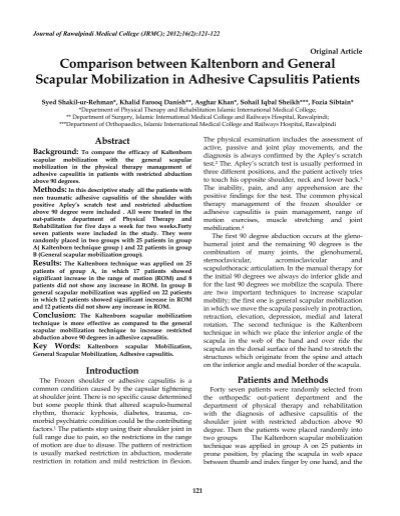 Comparison Between Kaltenborn And General Scapular