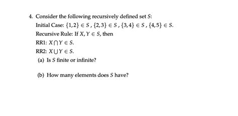 Solved 4 Consider The Following Recursively Defined Set S
