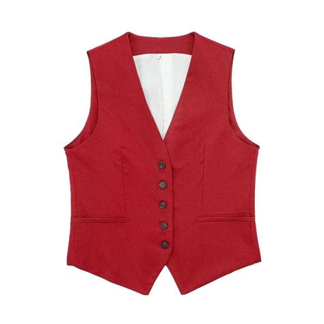 Poetance Clearance Plus Size Coat Lady Coat Womens Solid Casual Linen Blend Vest Jacket Reds