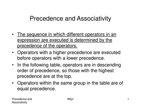 PPT Precedence And Associativity PowerPoint Presentation Free Download ID