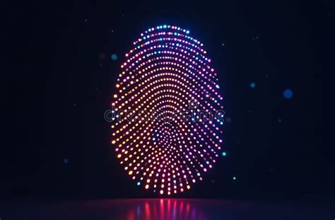 Fingerprint Scanner On Dark Blue Background With Binary Code And Blinking Pixels Stock Image