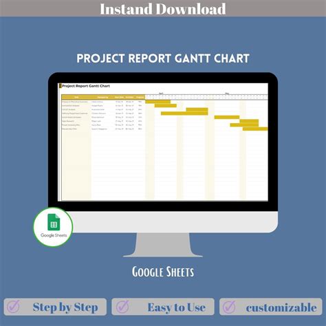 Project Report Gantt Chart Template Task Management Timeline Planner Milestone Tracker