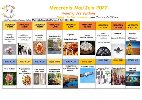 Bambins Planning Mercredis Mai Juillet 2022 Fabulos Drolles Centre De