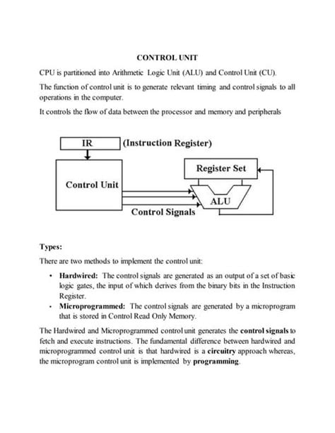 Control Units Microprogrammed And Hardwired Control Unit Docx Programming Languages