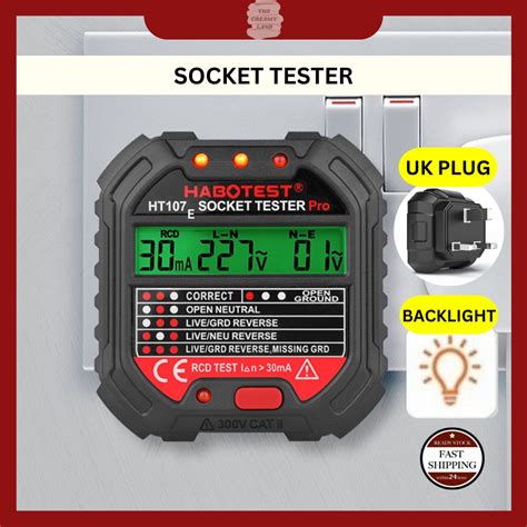 Uk 3 Pin Plug Digital Socket Tester Habotest Ht107e Backlight Voltage Uk 3 Pin Plug Digital Socket Tester Habotest Ht107e Backlight Voltage