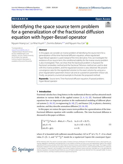 Pdf Identifying The Space Source Term Problem For A Generalization Of The Fractional Diffusion