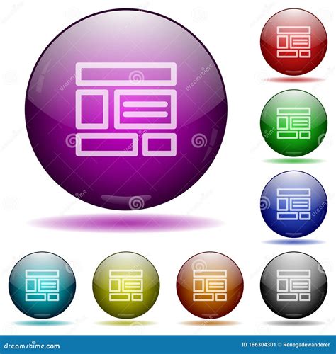 Web Layout Glass Sphere Buttons Stock Illustration Illustration Of Press Gray 186304301