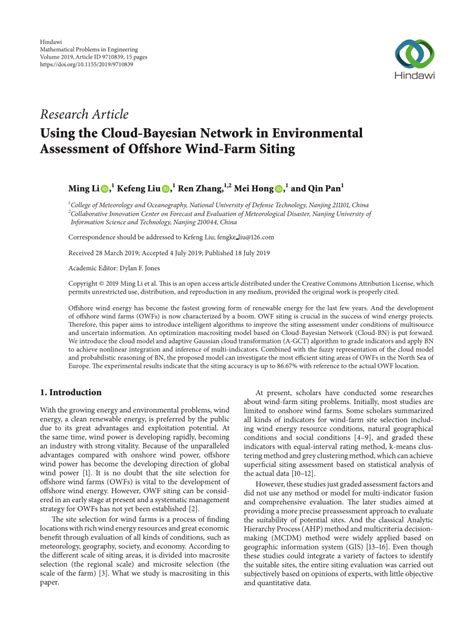 Pdf Using The Cloud Bayesian Network In Environmental Assessment Of Offshore Wind Farm Siting