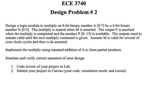 solved design problem 2design a logic module to multiply