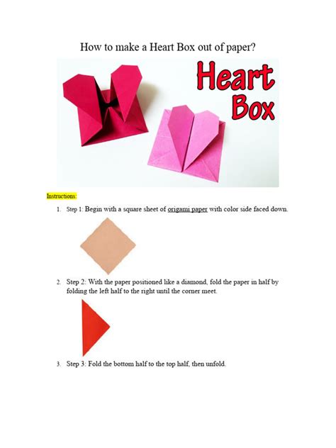 Origami Heart Box Instructions Pdf Cooking Food And Wine Home And Garden