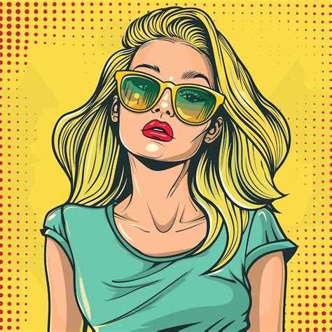 Premium Vector Beautiful Girl In Sunglasses Vector Illustration In
