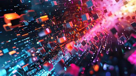 Colorful 3d Rendering Of A Circuit Board With Glowing Nodes And Connections Aig535 Stock