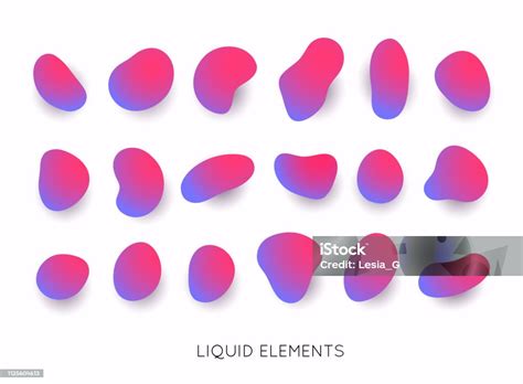추상적인 액체 모양의 집합입니다 그라데이션 무지개 빛깔의 모양입니다 홀로그램 디자인의 격리 액체 요소를 설정 합니다 3차원
