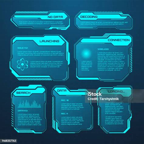 파란색 미래형 Hud 또는 Ui 요소 공상 과학 사용자 인터페이스 텍스트 상자 설명선 경고 메시지 프레임 정보 상자 템플릿입니다