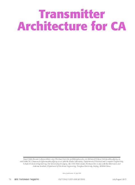 Pdf Transmitter Architecture For Ca Carrier Aggregation In Lte Advanced Systems