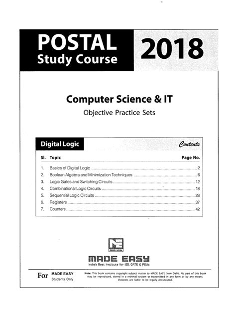 Digital Logic 2018 Objective Practice Sets For Gate Cs And It