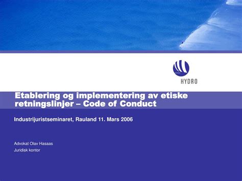 Ppt Etablering Og Implementering Av Etiske Retningslinjer Code Of