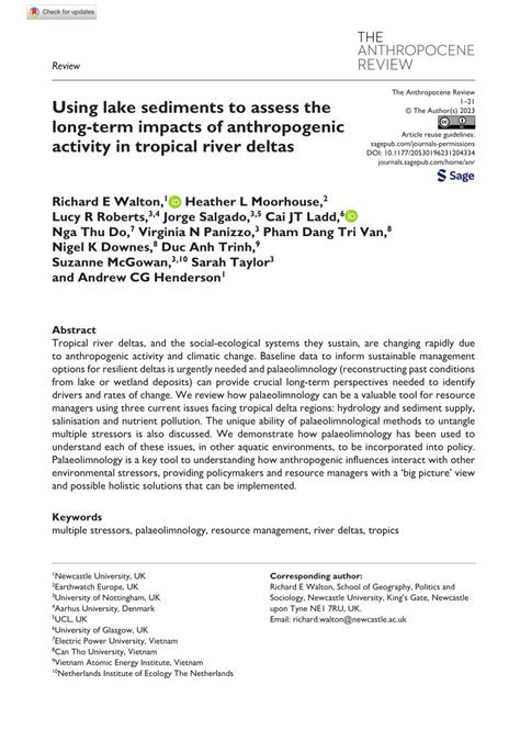 Pdf Using Lake Sediments To Assess The Long Term Impacts Of Anthropogenic Activity In Tropical