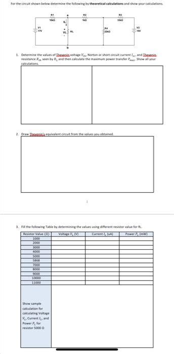 Solved For The Circut Shown Below Determine The Following Ty Chegg Com