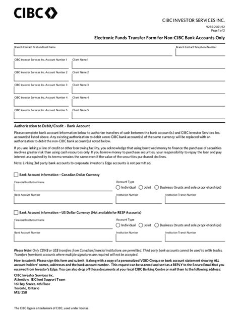 Cibc Electronic Funds Transfer Form Fill Out Sign Online DocHub